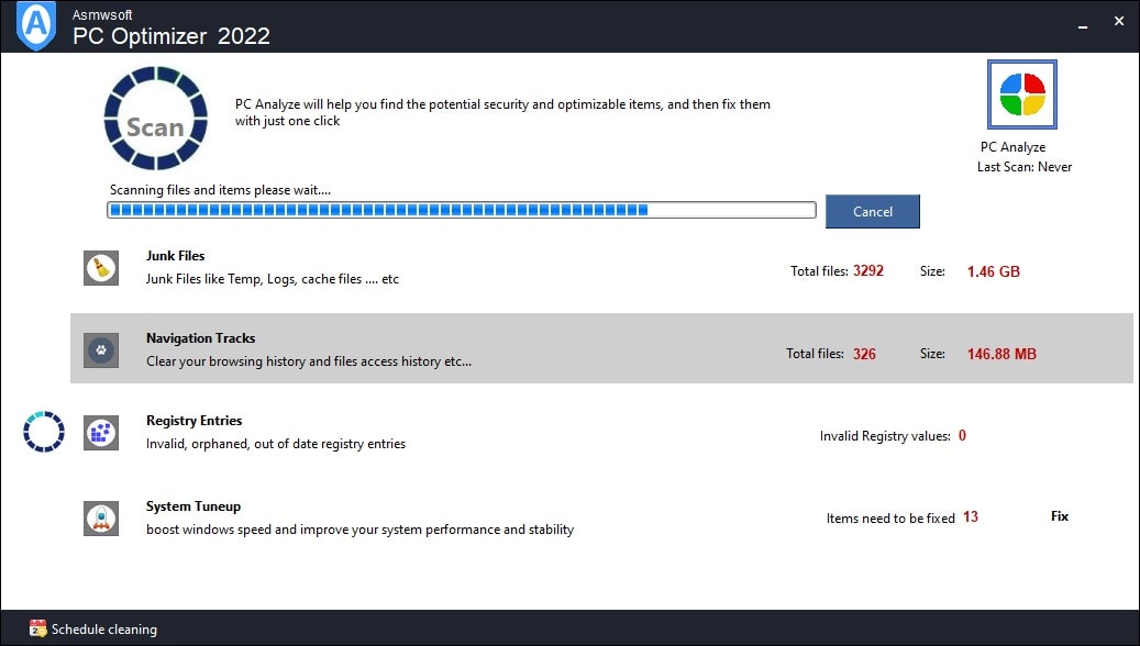 Asmwsoft PC Optimizer - PC Analyze